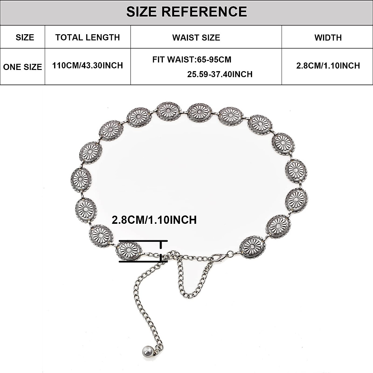 ILuvatar Womens Metal Chain Dress Belt Hollow Out Daisy Sweater Belt Decorated Skinny Waist Belt U28