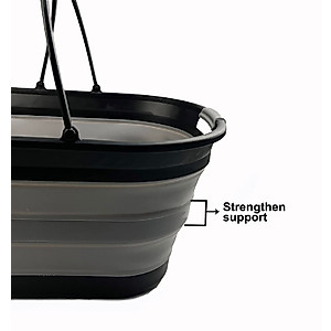 SAMMART 38L (10 Gallons) Collapsible Plastic Laundry Basket - Foldable Storage Container/Organizer - Portable Washing Tub - Space Saving Laundry Hamper (Black/Alloy Grey)