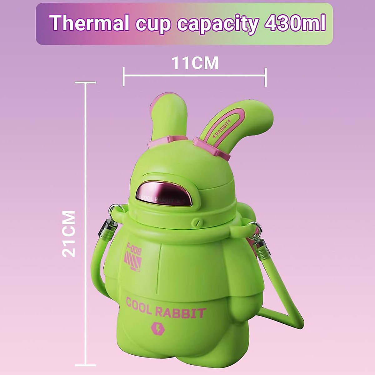 Huisvroe Space Moon Rabbit Stainless Steel Cup Trendy Large Capacity for Kids Ideal for School and Travel Great Gift Option Extraordinary insulation Keeps drinks hot or cold all day(White)