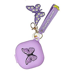 for Samsung Galaxy Buds2 Pro Case/Galaxy Buds2 Case/Galaxy Buds Pro Case/Galaxy Buds Live Case Cute Butterfly Silicone Earbuds Protective Case Cover with Keychain for Women Girl (Purple)