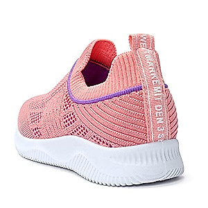 ZHILETAO Boys & Girls Lightweight Mesh Sneakers for Slip-on Walking Running Shoes for Pink Size 2M Little Kids