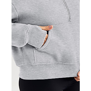 Trendy Queen Womens Hoodies Quarter Half Zip Pullover Oversized Sweatshirts Half With Pockets Fall Clothes GreyM