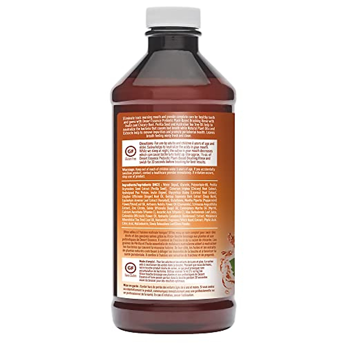 Desert Essence Prebiotic Plant-Based Brushing Rinse Gingermint 15.8 fl oz Alcohol Free, No SLS, Gluten-Free, Vegan, Cruelty Free, Prebiotic, Plant-Based, Healthy Oral Microbiome, Eliminate Bad Breath