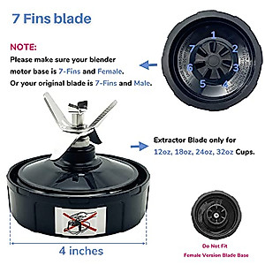 Blender 7 Fins Blade Base Extractor Replacement Parts Compatible with Nutri Ninja Auto iQ AMZ012BL AMZ493BRN BL450-30 BL456-30 BL480-30 BL482-30 BL494 BL640 BL642 CT682SP BL680 BL682 BN400 BN401 BN801