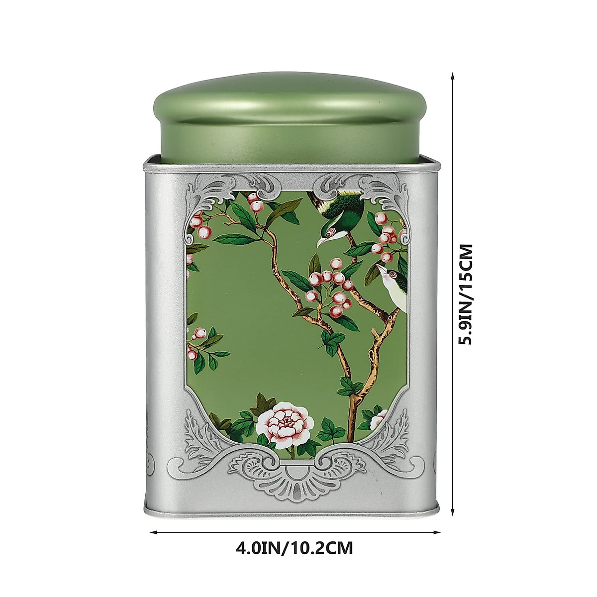 BESPORTBLE Tea Tin Canister with Airtight Double Lids, Airtight Loose Tea Canister Tinplate Empty Tin Chinese Style Tea Jar - Kitchen Canister for Loose Tea, Coffee, Candy, Herbs and Spices