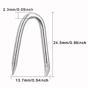 OMOTOOL Steel Wire Fencing Staples (200 pcs), Galvanized U-Shaped Fasteners Nails for Wire Mesh and Woven Fencing
