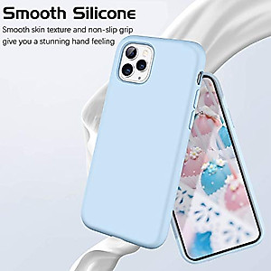DOMAVER iPhone 11 Pro Max Case, Phone Case for iPhone 11 Pro Max Liquid Silicone Soft Gel Rubber Microfiber Lining Cushion Texture Cover Shockproof Protective, Light Blue