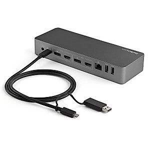 StarTech.com 3ft (1m) USB-C Cable with USB-A Adapter Dongle - Hybrid 2-in-1 USB C Cable w/USB-A - USB-C to USB-C (10Gbps/100W PD), USB-A to USB-C (5Gbps) - Ideal for Hybrid Docking Station (USBCCADP)