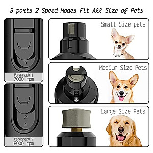 K&K Dog Nail Grinder with 2 LED Light for Large Medium Small Dogs Professional 2-Speed Powerful Electric pet Nail Clipper which Gentle and Painless Paws Grooming & Smoothing Tool (Black)