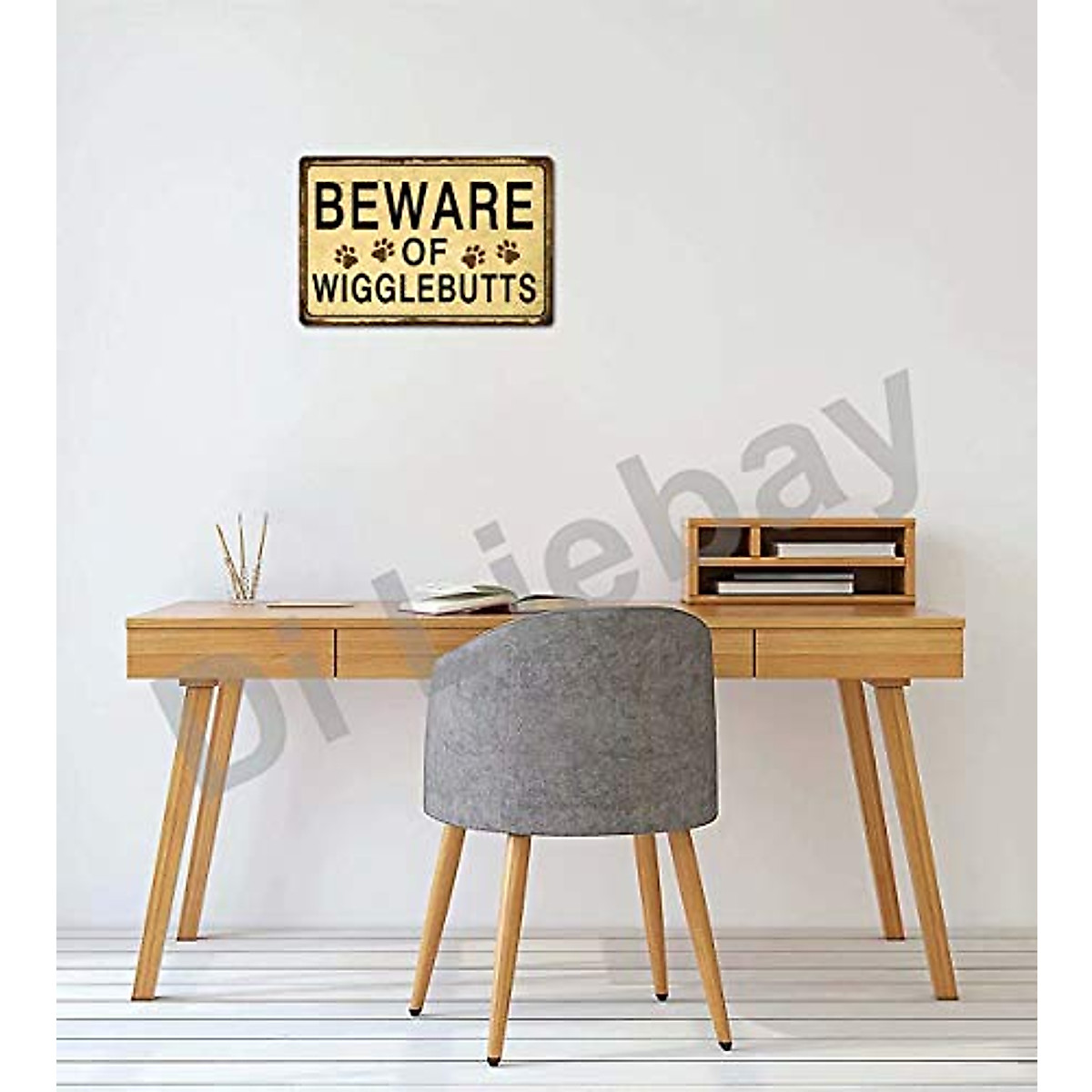 Mvgges Beware of Wigglebutts 12"x8" Vintage Metal Tin Sign Pet Dogs Paw Prints with Funny Sayings