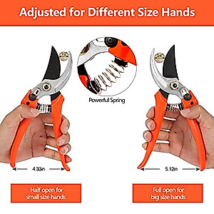 VINGTOK Garden Pruning Shears, 8'' Professional Hand Clippers & Trimmers, Heavy Duty Bypass Scissors for Plant, Pruner Garden Tool with Hardness Carbon Steel Blades for Gardeners, Women, Men