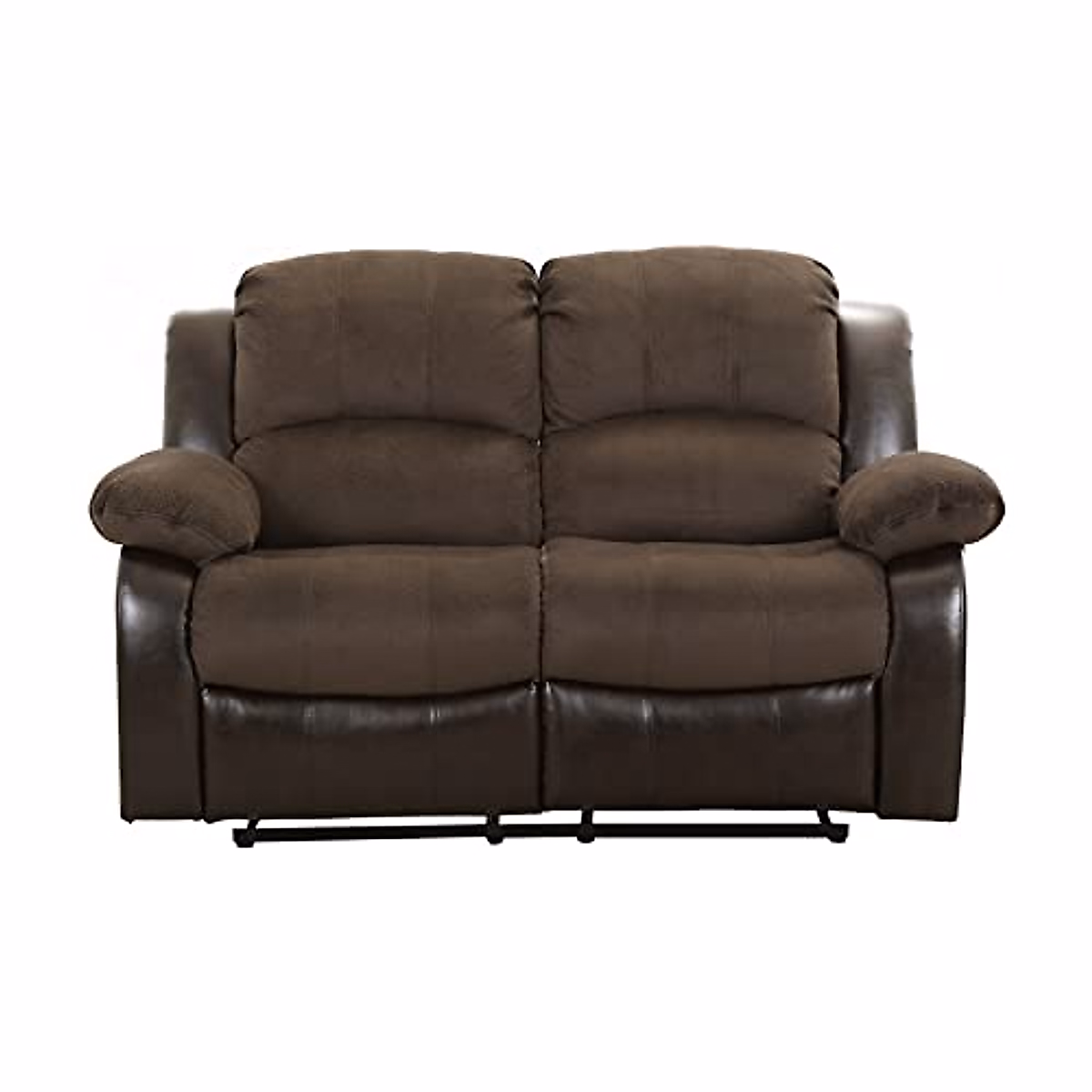 Lexicon Humphreys Loveseat Recliner - Soft Faux Leather Double Reclining Sofa, Manual Pull Tab, Wall Hugger, High-Density Foam, Solid Wood Frame, Easy Assembly, 62.5"W, Living Room, RV - Brown Shades