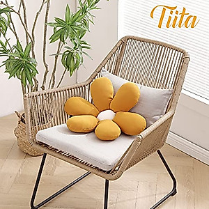 Tiita Flower Pillow Daisy Flower Shaped Throw Pillow 20 inch Decorative Pillows Flower Floor Pillow Seating Cushion Cute Throw Pillows for Bedroom Living Room Office Sofa Chair, Yellow