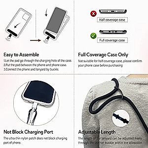BFSD·DM Cell Phone Lanyard, Universal Crossbody Patch Phone Lanyards,2× Phone Patches,Nylon Phone Lanyards for Around The Neck,Compatible with Most Smartphones(Black,51 inch)