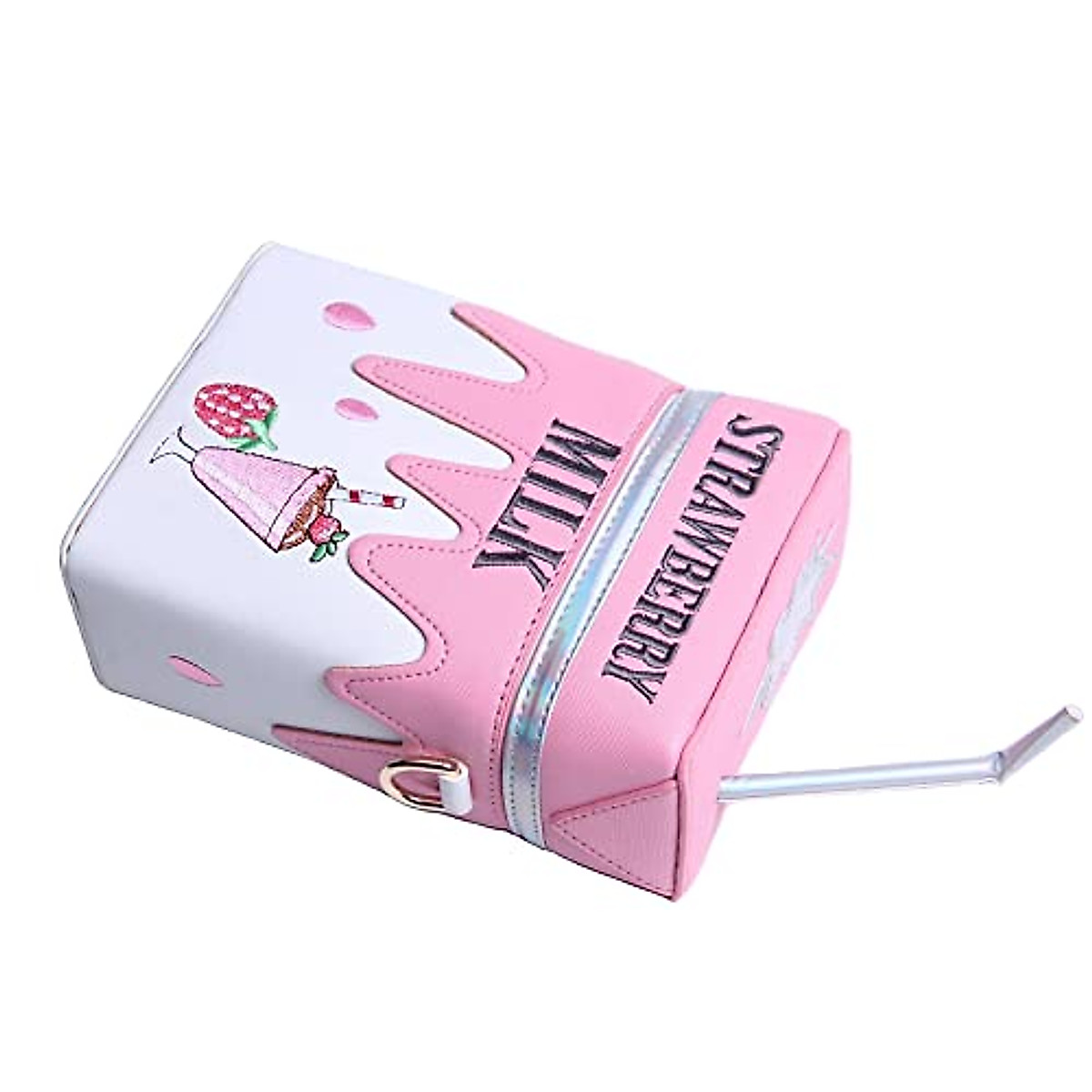 JIANEEXSQ Women Cute Strawberry Milk Box Cross Body Purse Bag Cellphone Shoulder Bags Handbag Card Holder Wallet Purse (strawberry)