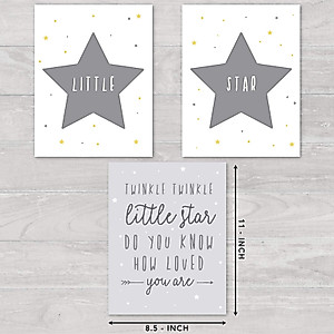 Andaz Press Unframed Baby Kids Room Nursery Wall Art, 8.5x11-inch, Twinkle Twinkle Little Star Do You Know How Loved You Are, Black and White Modern Scandinavian, 3-Pack, Baptism Christening Gift Idea