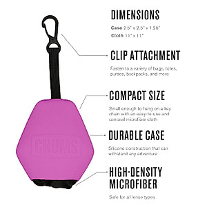 Chums Pouch XL Microfiber Lens Cloth - Portable Lens & Screen Cleaner Cloth Keychain (Very Berry)