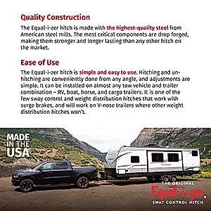 Equal-i-zer 4-Point Sway Control & Weight Distribution Hitch, 1,200/12,000 lbs, 90-00-1269, Includes Standard Hitch Shank & Pre-Installed Hitch Ball