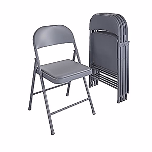 COSCO SmartFold Vinyl Folding Chair, 4-Pack, Grey