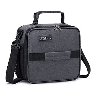 TuErCao Lunch Box for Men Women Adult Insulated Lunch Bag for Kids for School, Reusable Portable Soft Cooler Bag for Picnic Car Travel Road Trips, Dark Grey