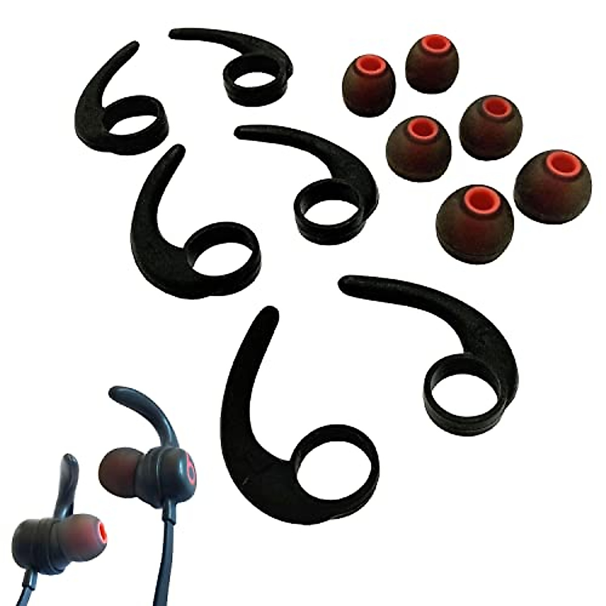 3 Pairs (LMS) Silicone Earbuds Tips Replacement Eartips 3 Pairs (LMS) Sports Earbuds Wingtips Rubber Ear Fins Stabilizer Earhook Compatible for Beats Flex Beats X Sony Jvc More in Ear Earpone