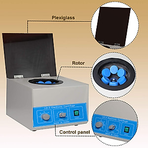 Podoy Electric Lab Benchtop Centrifuge Low-Speed 4000rpm 50ml 6 Tubes 0-60min Timer Speed Control Centrifuge Laboratory Machine Desktop 110V LD-3
