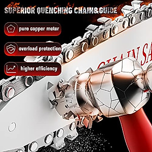 Mini Chainsaw Cordless - 4 inch Handheld Mini Electric Chainsaw, Portable Battery Powered Chain Saws for Tree trimming Branch Wood Cutting（2 Batteries and 2 Chains）
