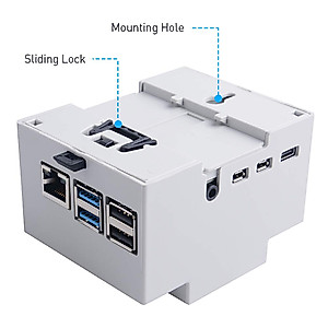 GeeekPi Case for Raspberry Pi 4, DIN Rail Case with Fan for Raspberry Pi 4, Modular Box for Electrical Panels, Pi 4 Heatsinks for Raspberry Pi 4 Model B