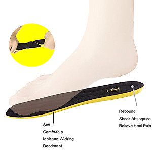 Wnnideo Thick Memory Foam Shoes Insert with Arch Support - Premium Cushioning Orthopedic Shoe Insoles for Heel Pain & Plantar Fasciitis, Running, Hiking, Working Men & Women (Black Size 9.5)