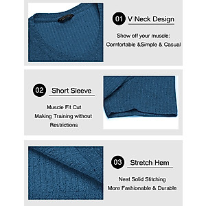 COOFANDY Men's 2 Pack Muscle T Shirts Stretch Short Sleeve V Neck Bodybuilding Workout Tee Shirts