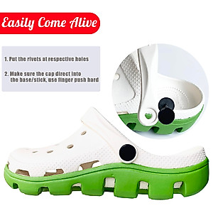 Lopau 10Sets Replacement Rivets for Croc, Replacement Strap Buttons Snap for Clogs EVA Shoes, Rivets Parts for Clog Shoe Strap Repair Kit(Black)