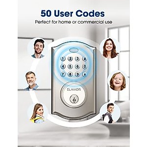 Keyless Entry Door Lock, Electronic Keypad Deadbolt with Handle, Auto Lock Front Door Handle Sets, Easy to Install, 50 User Codes, Security Waterproof Smart Locks for Front Door, Home/Hotel Use