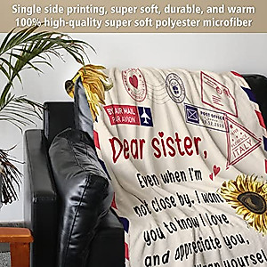Autogiftry Sister Gifts Blanket, Sister Gifts from Sister, Sister Birthday Gifts from Sister Brother, Sister Christmas Blanket Gifts to My Sister, Big Sister Gift Throw Blanket 60” x 50” (Beige)