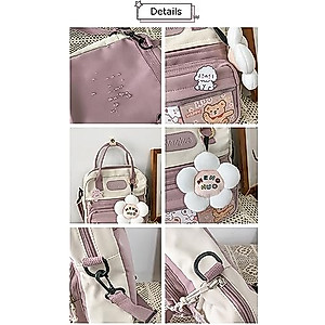 Cute Mini Backpacks with Kawaii Pin and Pendants, Girls Japanese School Bag Travel Waterproof Bookbag Laptop Bag (Green)