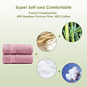 CANFOISON Bamboo Hand Towel for Face and Body, 2 Pack Pink Bathroom Hand Towel Set for Adult Kids Baby Luxury Super Soft Highly Absorbent Bathroom Towels 18" x 30"