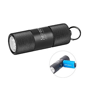 OLIGHT i1R 2 EOS 150 Lumens Tiny Rechargeable Keychain Flashlight EDC Mini LED Keyring Light with Built-in Battery for Camping Hiking Dog Walking etc (Black)