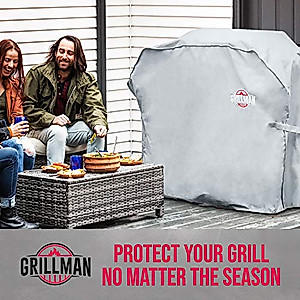Grillman Premium Grill Cover for Outdoor Grill, BBQ Grill Cover, Rip-Proof, Waterproof, Top Heavy-Duty Large Grill Covers for Outside, Barbecue Cover & Gas Grill Covers (52" L x 26" W x 43" H, Gray)