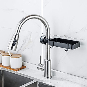 Faucet Shower Rod Assembled Kitchen Storage Rack Shower Caddy Soap Dish Holder with Hooks Matte Black