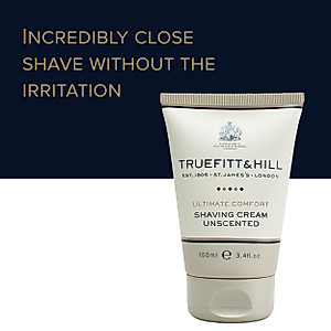 Truefitt & Hill Shaving Cream Tube - Ultimate Comfort - Premium Glycerin-Based Lather, Smooth Glide, and Hydration for a Luxurious Shave, No Added Fragrance - 2.65 oz.