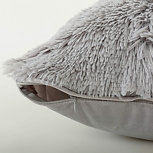 Reafort Luxury Long Hair, PV Fur, Faux Fur Body Pillow Cover/Case 21"x54" with Zipper Closure (21"x54" Body Pillow Cover, Grey)