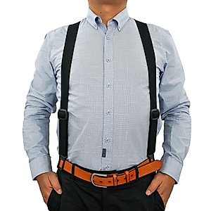 MELOTOUGH Perry Suspenders Men's Elastic Hook End Camouflage Belt Clip Suspenders(Black)