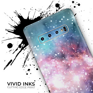 DesignSkinz Colorful Neon Space Nebula Protective Vinyl Decal Wrap Skin Cover Compatible with The Samsung Galaxy S20 (Screen Trim & Back Glass Skin)