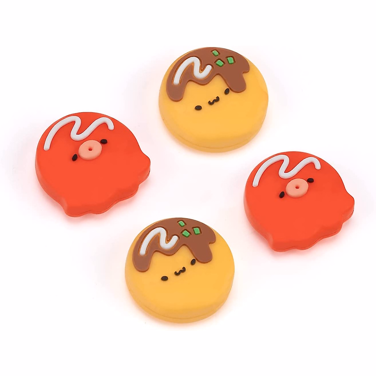 GeekShare Cute Thumb Grip Caps Compatible with Nintendo Switch/OLED/Switch Lite,Soft Silicone Joystick Rocker Cover,4PCS- Takoyaki