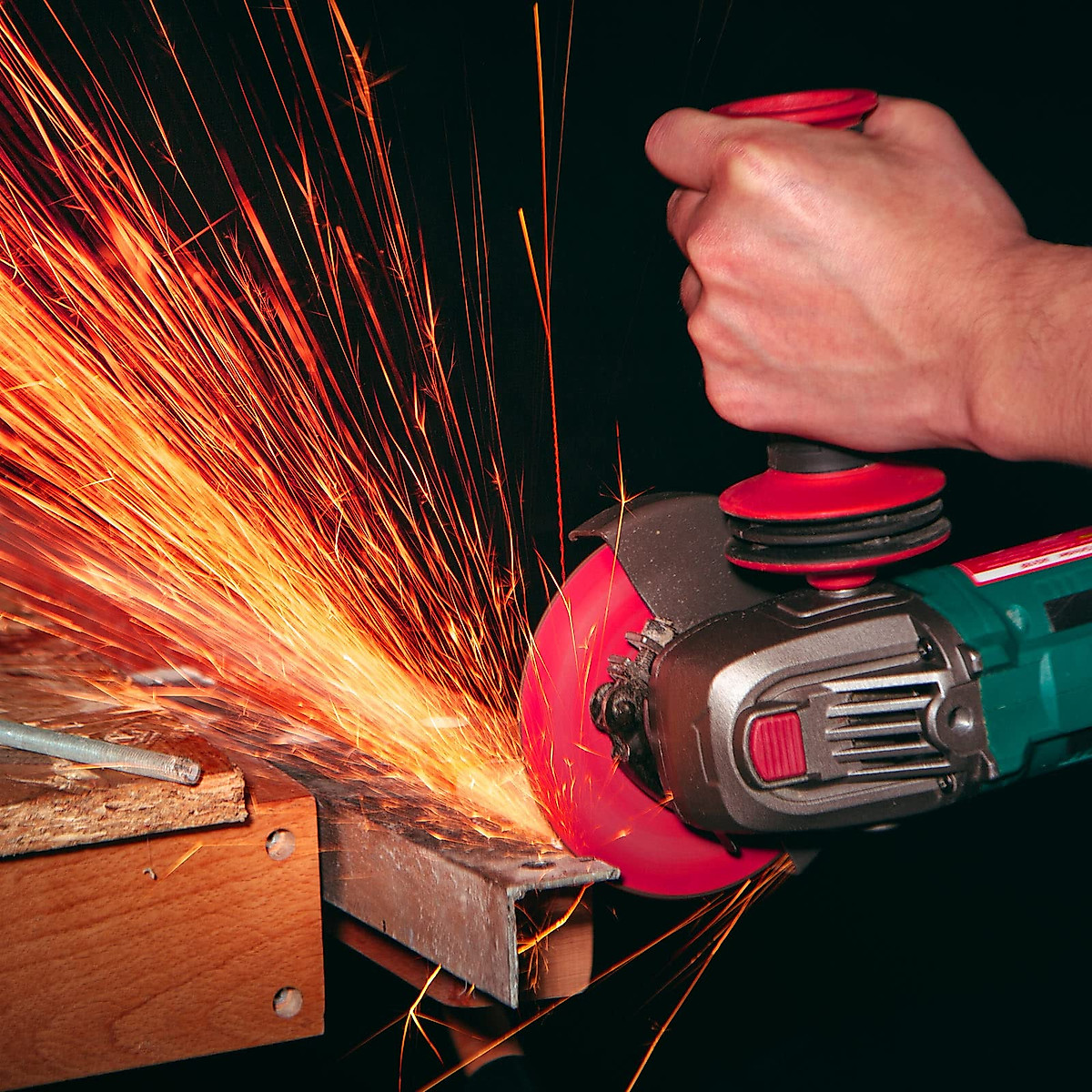 HYCHIKA 18V Power Angle Grinder,Cordless Grinder with 4.0Ah Battery and Fast Charger,8500RPM,5Pcs 4-1/2" Disc,3-Position Auxiliary Handle for Cutting and Grinding