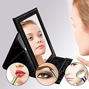 Oneuo Desktop Mirror, Portable Folding Vanity Mirror, Tabletop Mirror with Stand for Cosmetics Personal Beauty, Makeup Mirror
