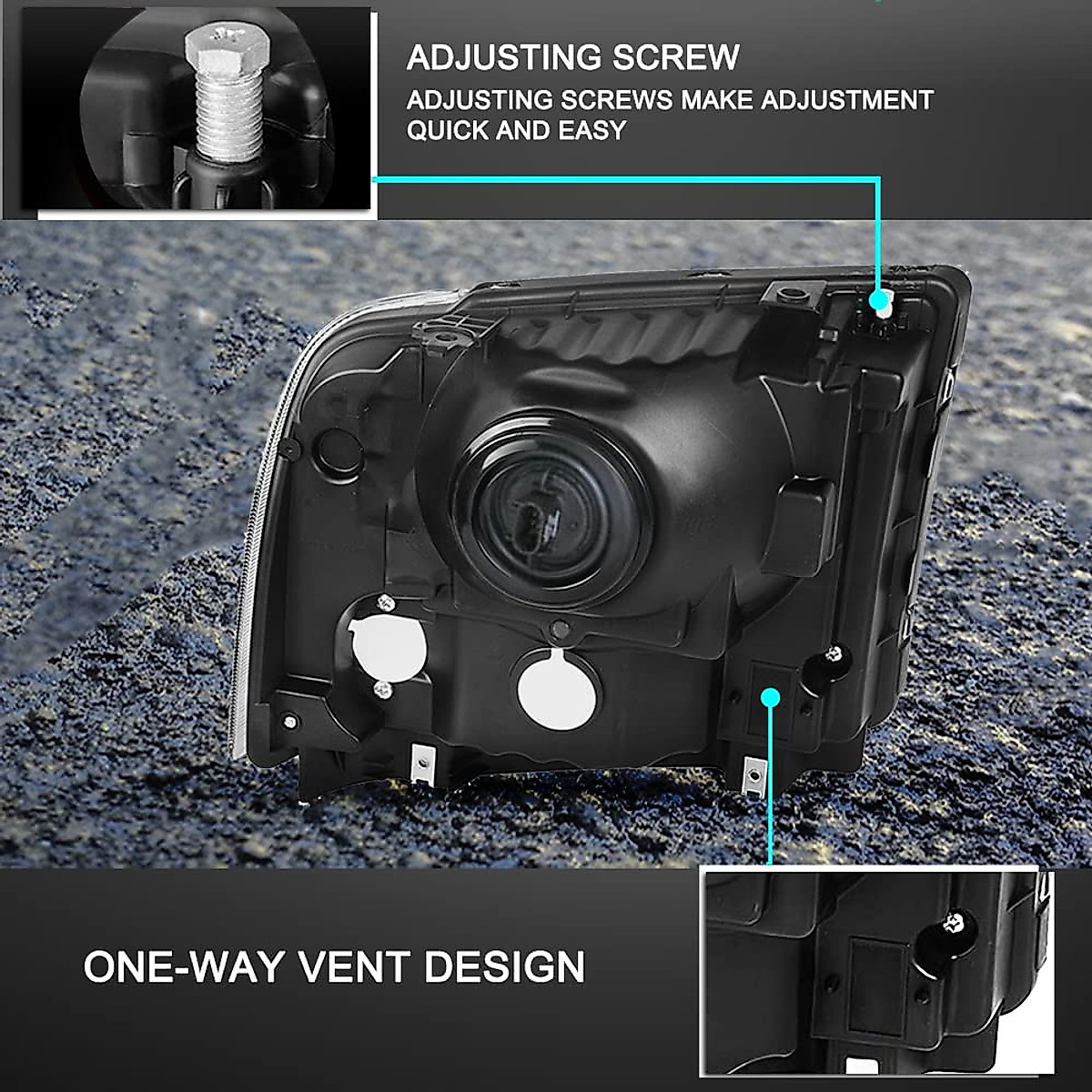 BRYGHT Headlight Assembly Fit for 2005 to 2007 Ford F250 F350 F450 F550 Super Duty / 2005 Ford Excursion Driver and Passenger Side