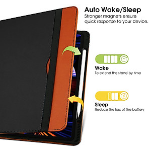 for iPad Pro 12.9 Case 6th/5th/4th/3rd Generation Case 2022/2021/2020/2018, Folio Stand Cover with Multiple Angles & Auto Sleep/Wake for iPad 12.9 Inch Pro 6th/5th/4th Gen, NavyBlue/Brown