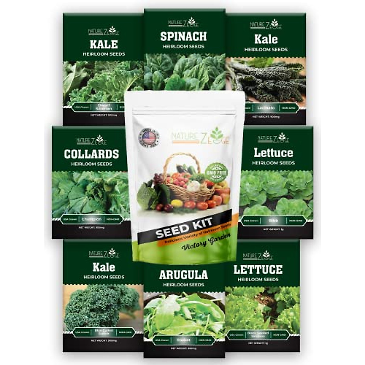 Heirloom Lettuce Mix and Greens Garden Seeds, 8 Varieties, 5300 Seeds, Hydroponic Seeds, Includes Bibb Butter Lettuce Seeds for Planting, Kale, Arugula Seeds, Spinach, Collards, and More, Non-GMO…