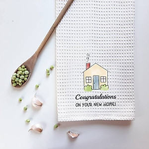 ZJXHPO New Home Kitchen Tea Towel Congratulations On Your New Home Dish Towel Housewarming Gift New Home Congratulation Gift (New Home Towel)