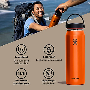 Hydro Flask Steel 24 Oz Lightweight Wide Flex Cap Obsidian